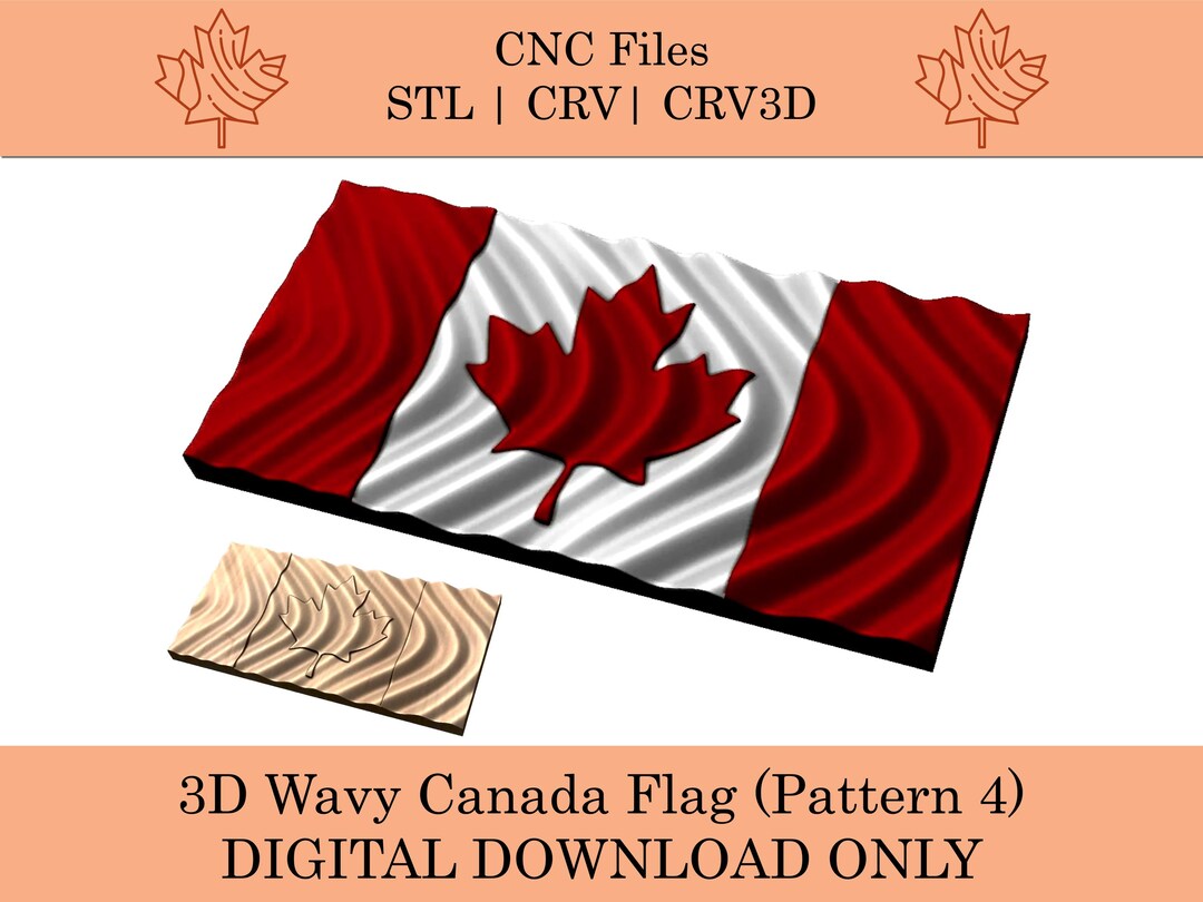3D Wavy Canada Flag (pattern 4) CNC Files | Stl | Crv | Crv3d | 3D ...