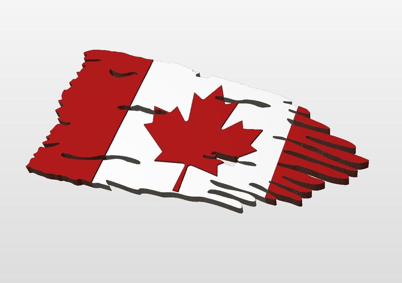 Tattered Canada Flag CNC Files | Svg | Dxf | Pdf | Crv | Maple Leaf ...