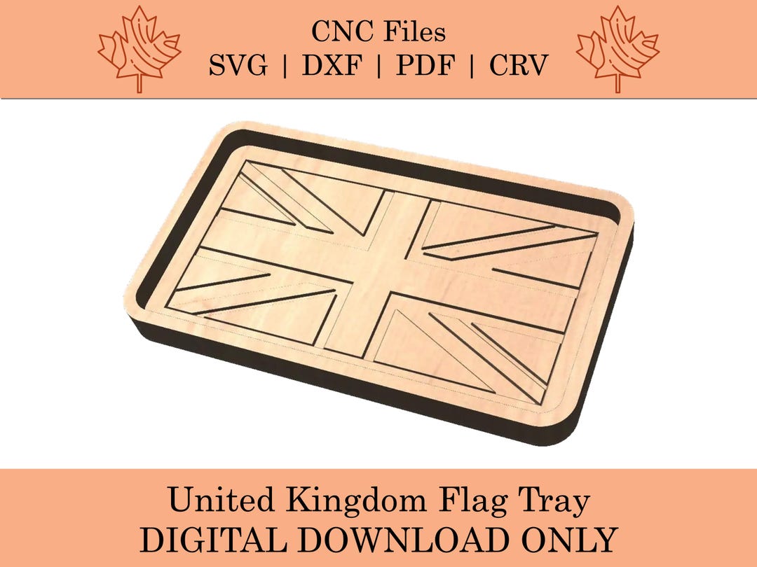United Kingdom Flag Tray CNC Files | Svg | Dxf | Pdf | Crv | Great ...