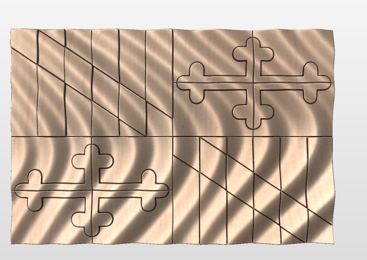 3D Wavy Maryland State Flag (pattern 4) CNC Files | Stl | Crv3d | 3D ...