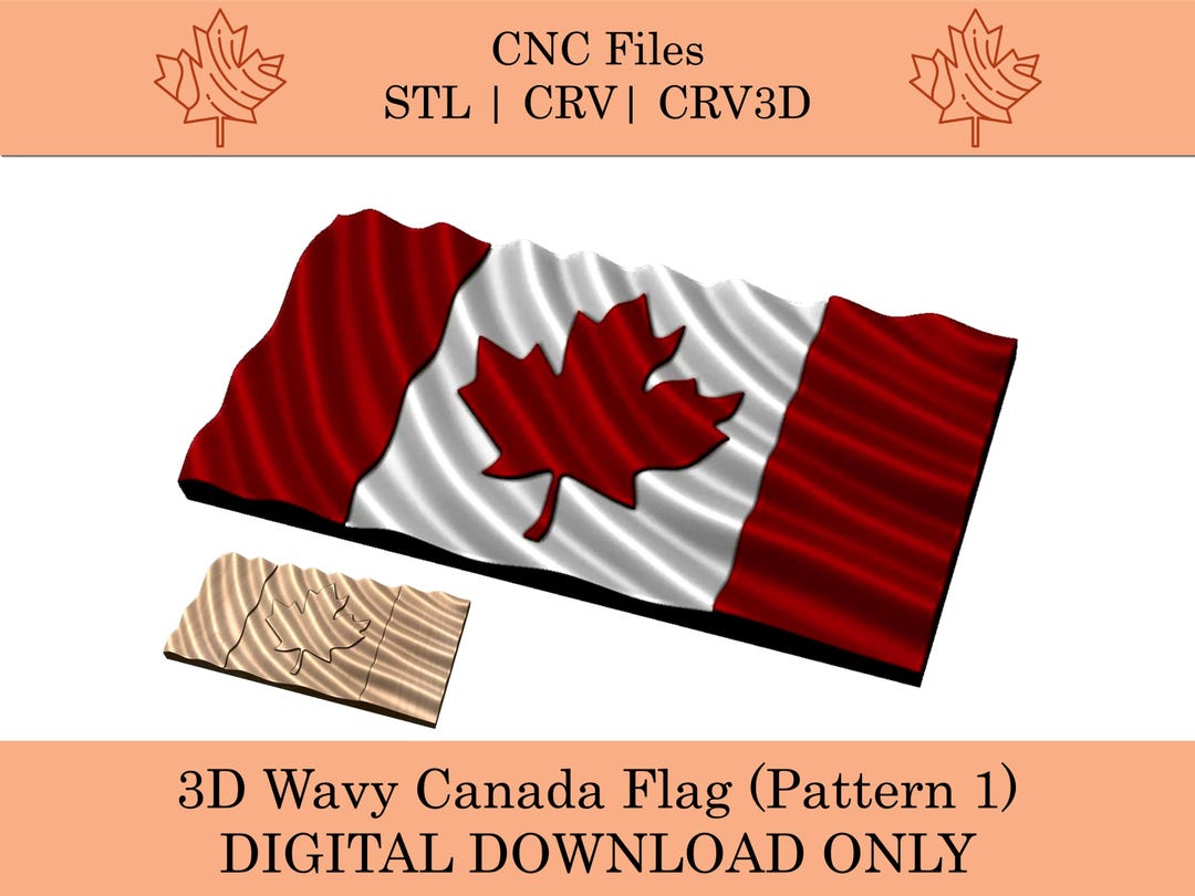 3D Wavy Canada Flag (pattern 1) CNC Files | Stl | Crv | Crv3d | 3D ...