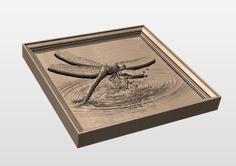 Dragonfly Water Dip 3D Model | STL | Relief | CNC File | Nature Scene ...