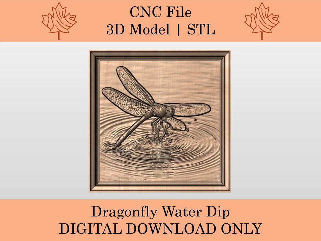 Dragonfly Water Dip 3D Model | STL | Relief | CNC File | Nature Scene ...