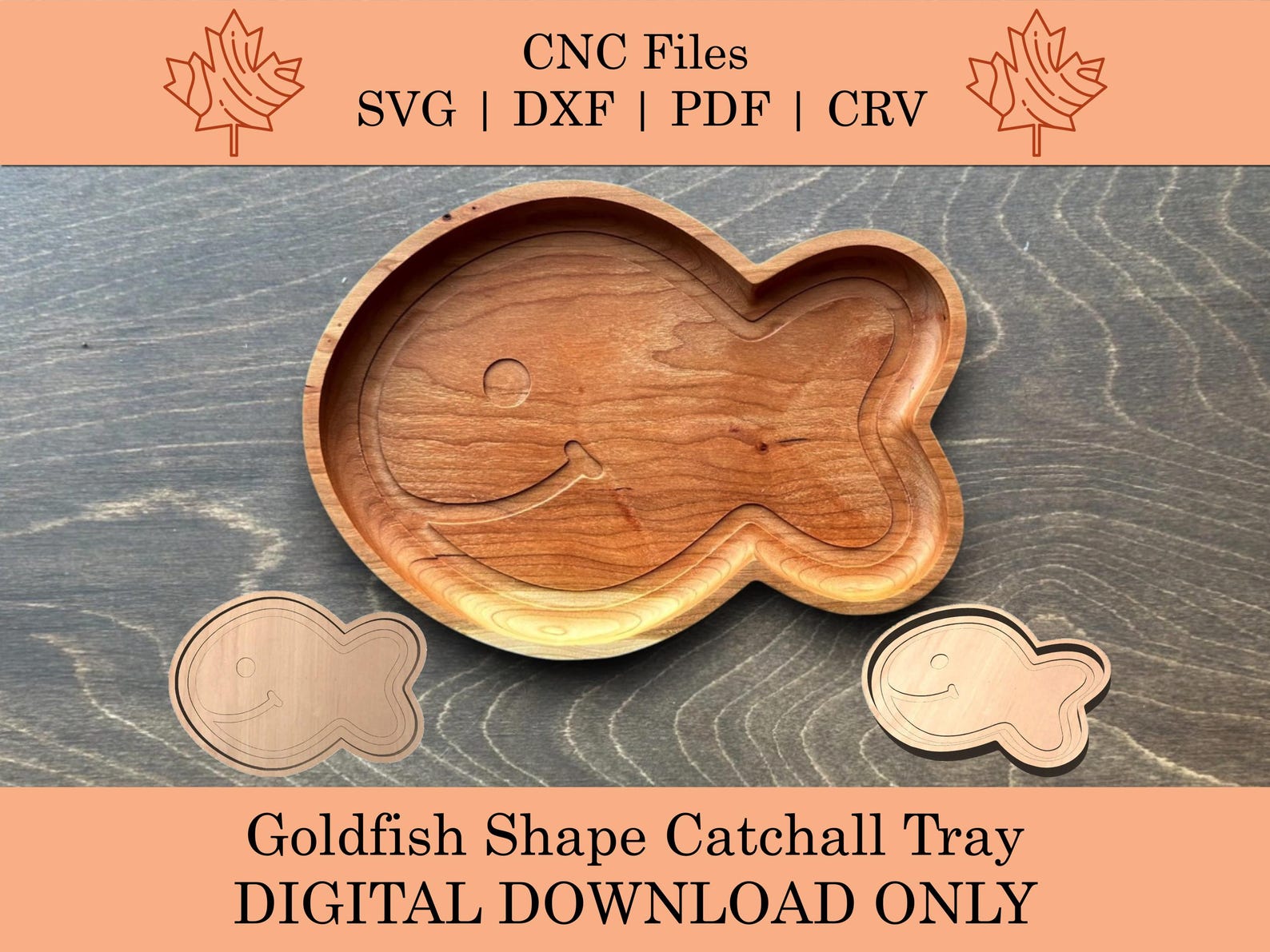 Goldfish Shape Catchall Tray CNC Files | Vectors | Svg | Dxf | Pdf ...