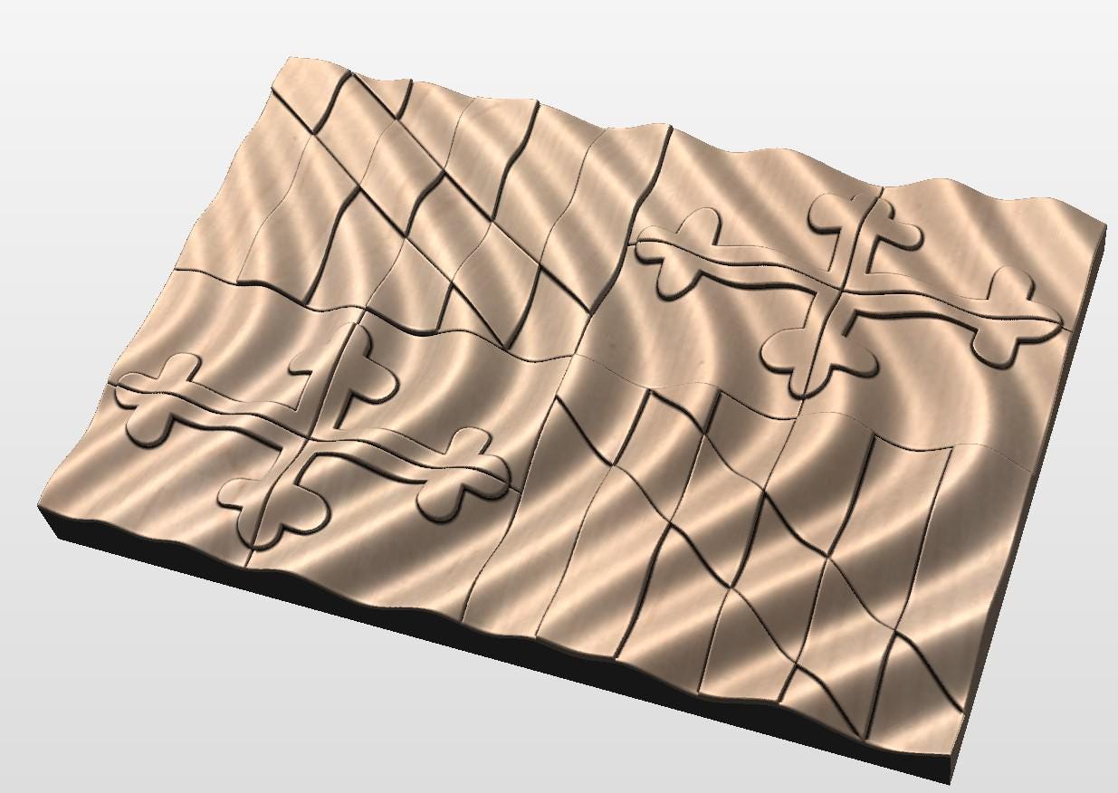 3D Wavy Maryland State Flag (pattern 4) CNC Files | Stl | Crv3d | 3D ...