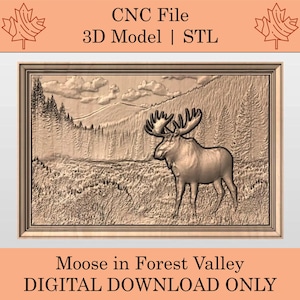 Moose in Forest Valley 3D Model | STL | Relief | CNC File | Nature ...