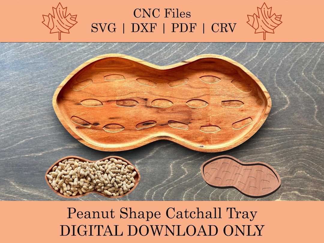 Peanut Shape Catchall Tray CNC Files | Vectors | Svg | Dxf | Pdf | Crv | Snack Tray | Serving ...