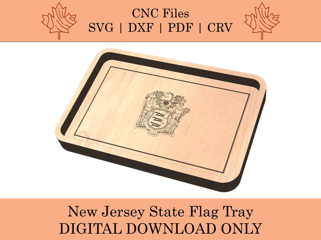 New Jersey State Flag Tray CNC Files | Svg | Dxf | Pdf | Crv | Newark ...