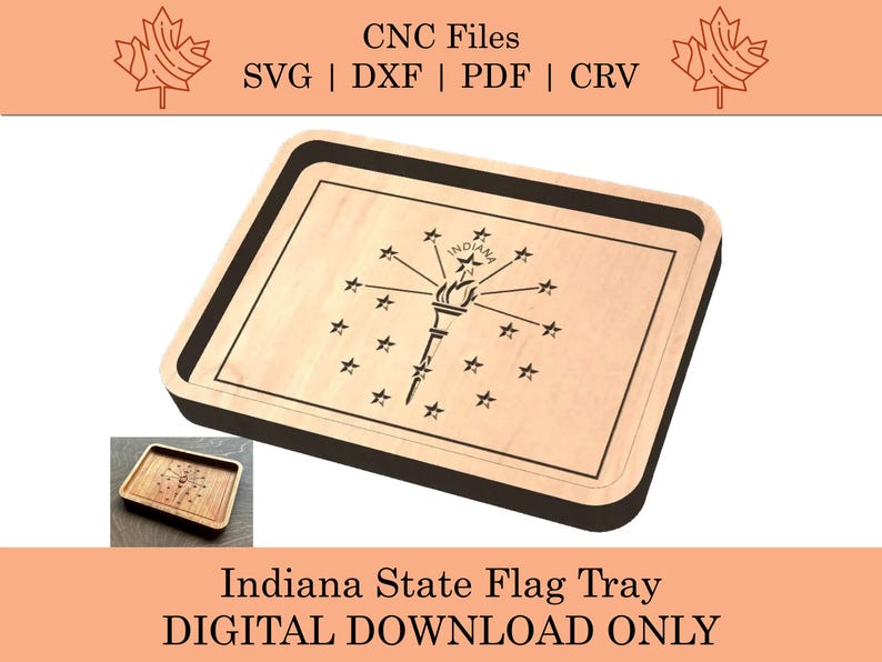 Indiana State Flag Tray CNC Files | Svg | Dxf | Pdf | Crv ...