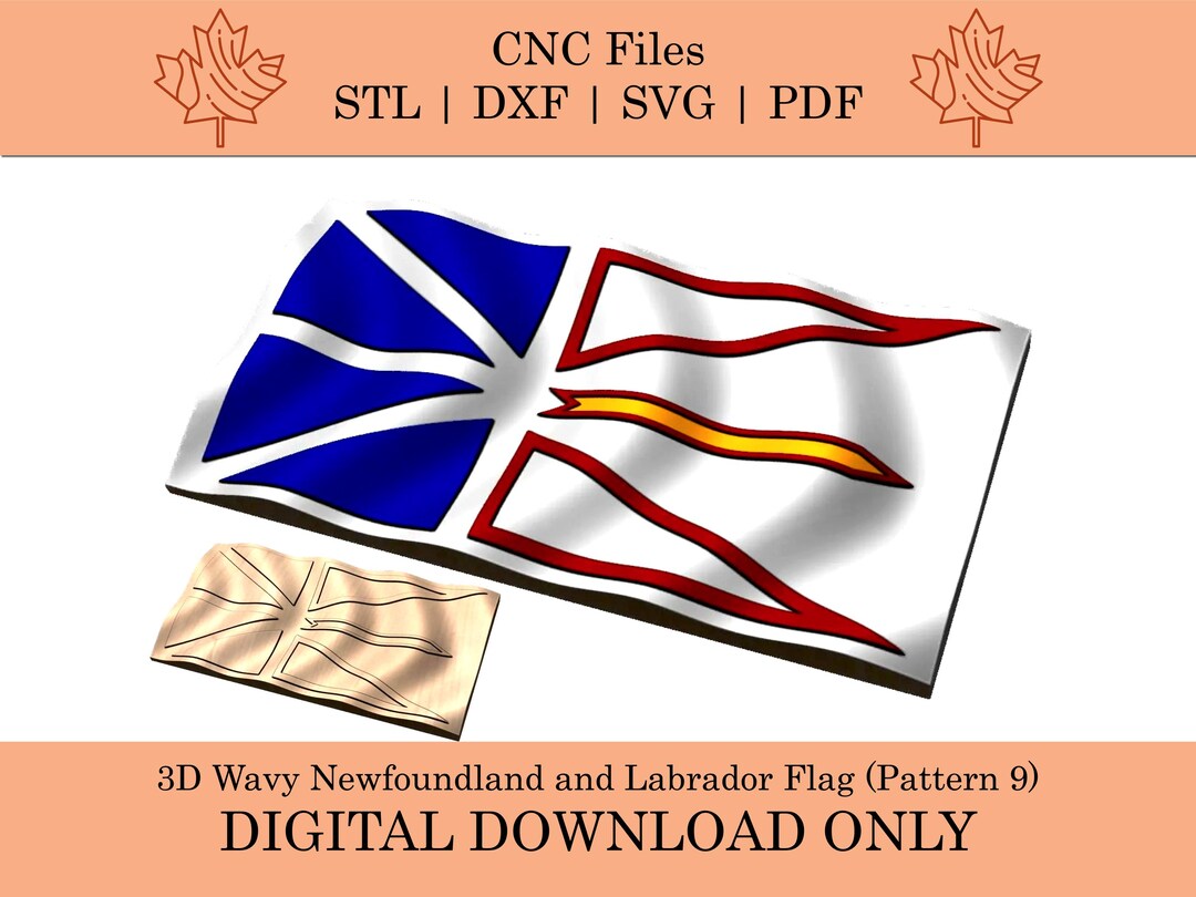 3D Wavy Newfoundland and Labrador Flag (pattern 9) CNC Files | STL | 3D ...