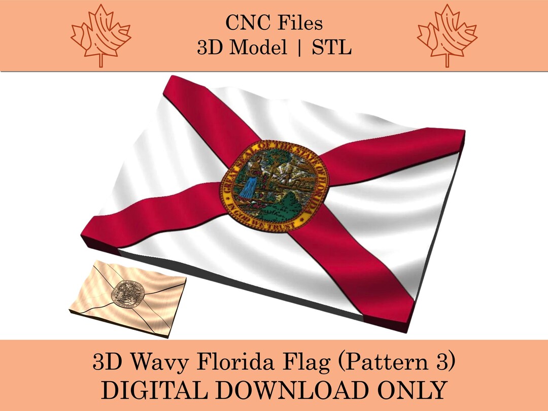 3D Wavy Florida State Flag (pattern 3) CNC Files | Stl | 3D Model ...