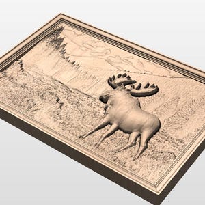 Moose in Forest Valley 3D Model | STL | Relief | CNC File | Nature ...