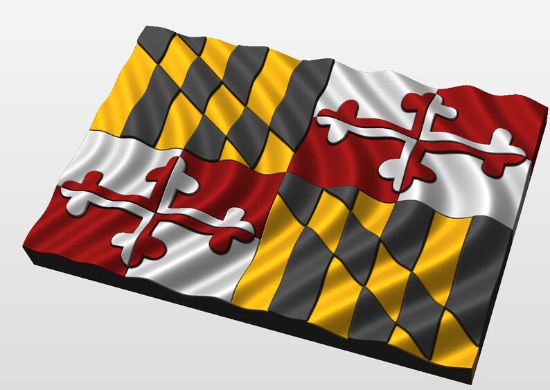3D Wavy Maryland State Flag (pattern 4) CNC Files | Stl | Crv3d | 3D ...