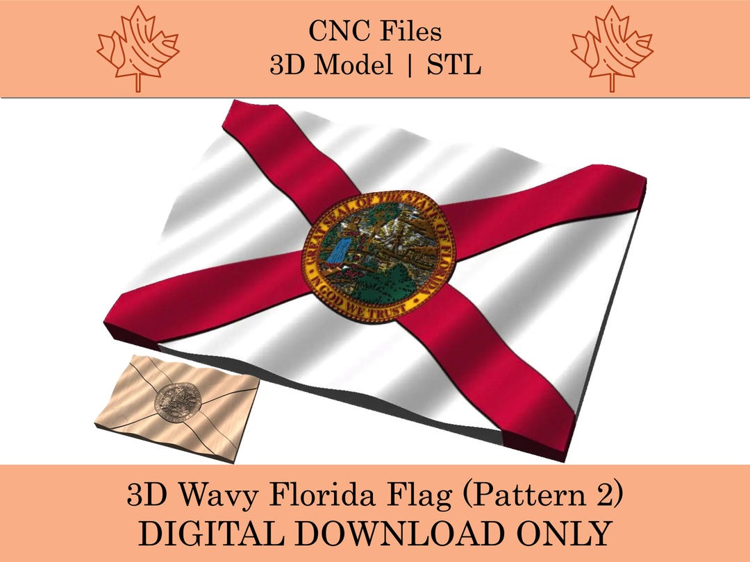 3D Wavy Florida State Flag (pattern 2) CNC Files | Stl | 3D Model ...