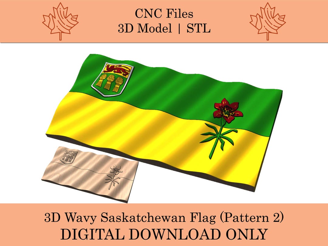 3D Wavy Saskatchewan Flag (pattern 2) CNC Files | STL | 3D Model ...