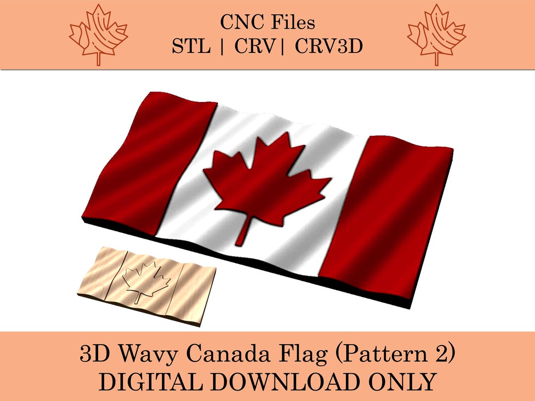 3D Wavy Canada Flag (pattern 2) CNC Files | Stl | Crv | Crv3d | 3D ...