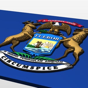 3D Michigan State Flag CNC Files | Stl | 3D Model | Detroit | Lansing ...