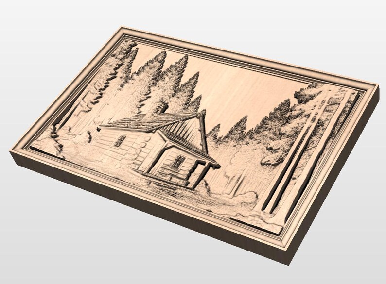 Log Cabin in the Woods 3D Model | STL | Relief | CNC File | Nature ...