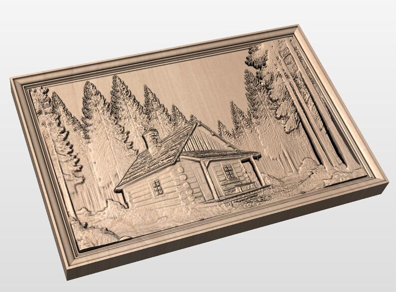 Log Cabin in the Woods 3D Model | STL | Relief | CNC File | Nature ...