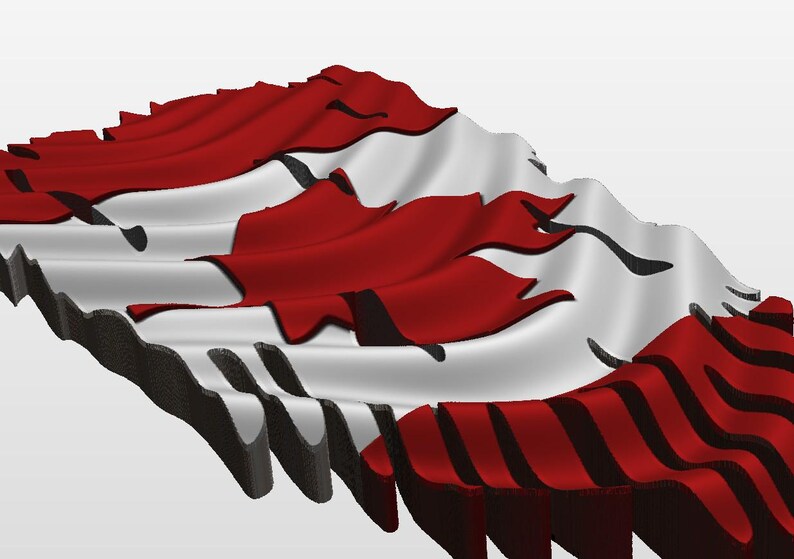 3D Wavy Tattered Canada Flag CNC Files | Stl | Crv | Crv3d | 3D Model ...