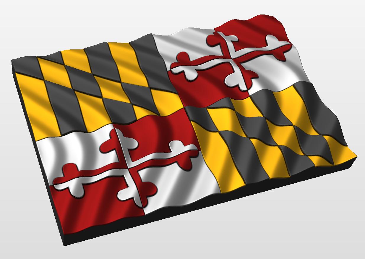 3D Wavy Maryland State Flag (pattern 4) CNC Files | Stl | Crv3d | 3D ...