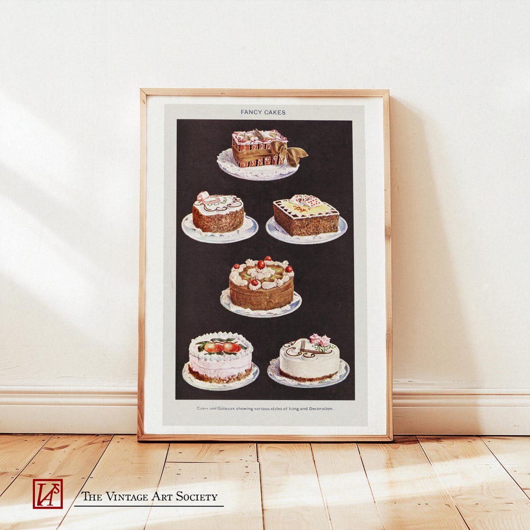 Vintage Cake Art Print: Antique Baking Illustration (digital Download ...