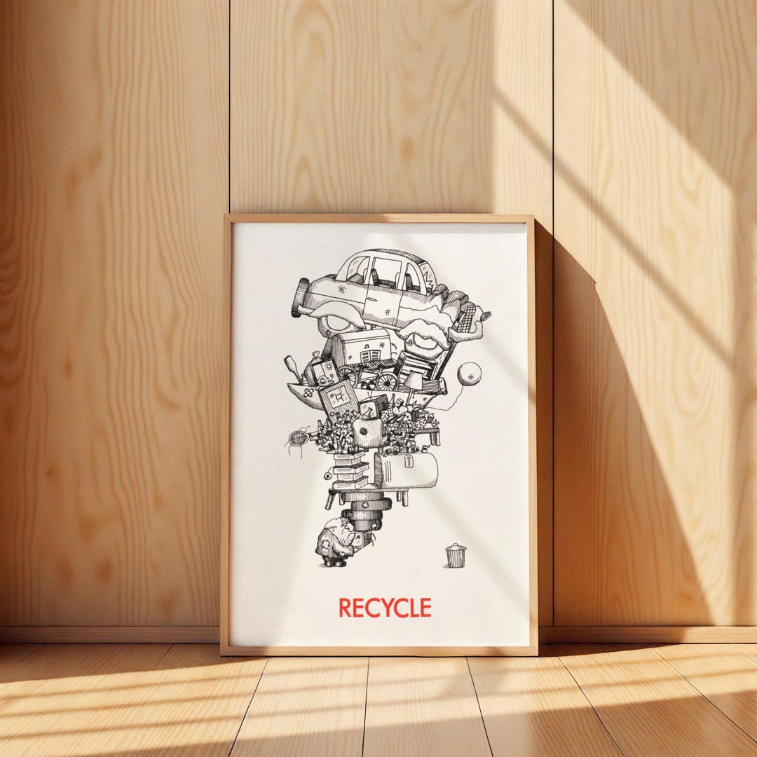 Funny Recycle Poster – Cartoon Environmental Awareness Print for Kids ...