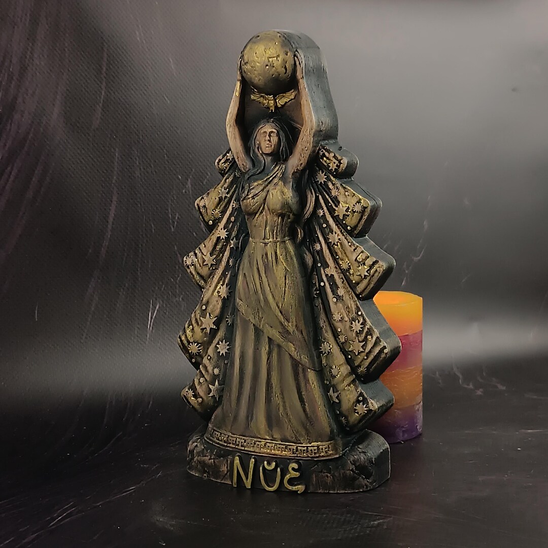 Wooden Nyx Goddess Statue – Greek Goddess of Night Sculpture, Dark ...