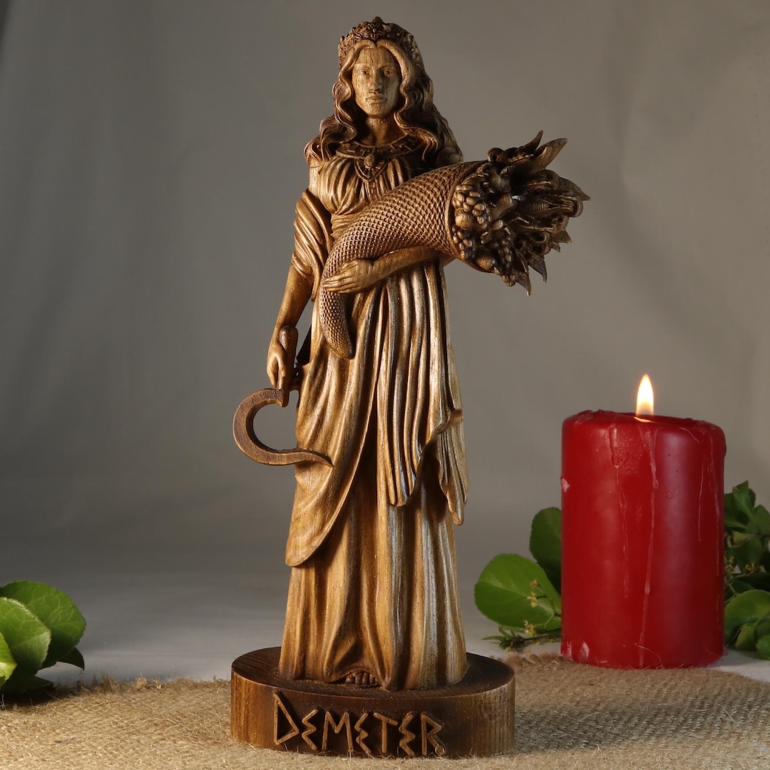 Demeter Statue: Greek Goddess of Harvest, Ash Wood Hand Carved - Etsy