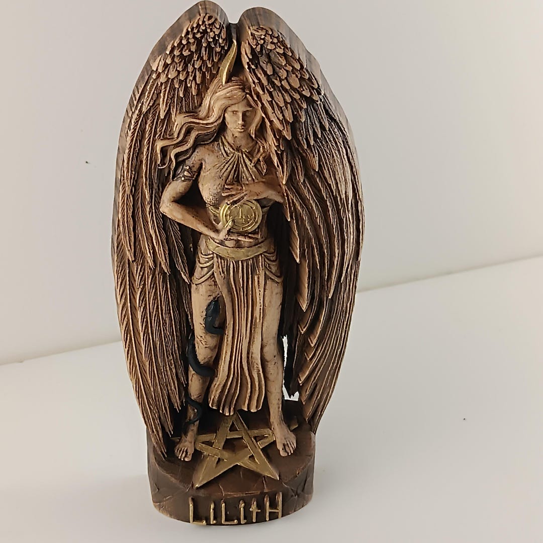 Wooden Lilith Statue – Dark Goddess Demon, Occult Pagan Altar Decor ...