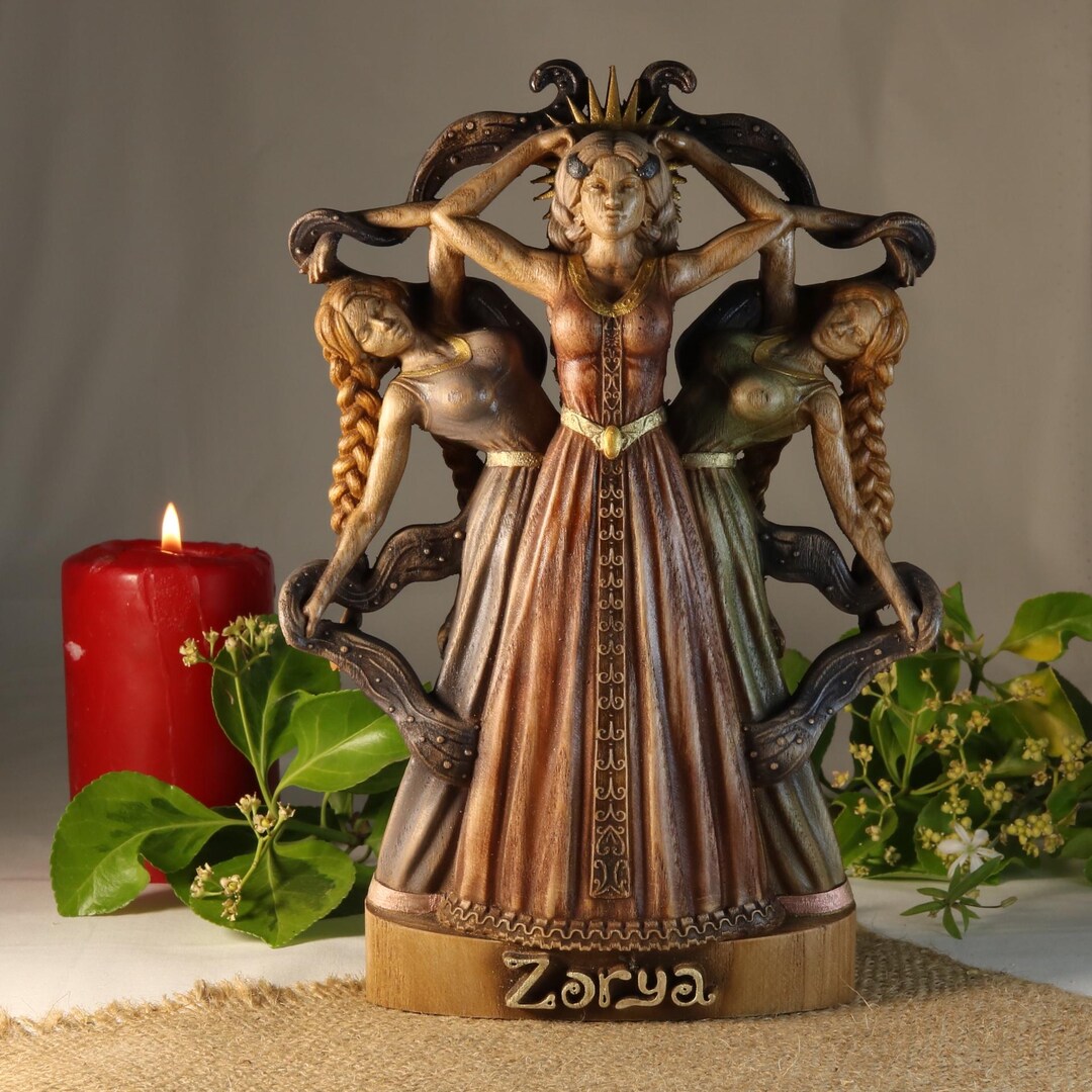 Zorya Slavic Goddess Statue: Wooden Pagan Decor Hand-carved - Etsy