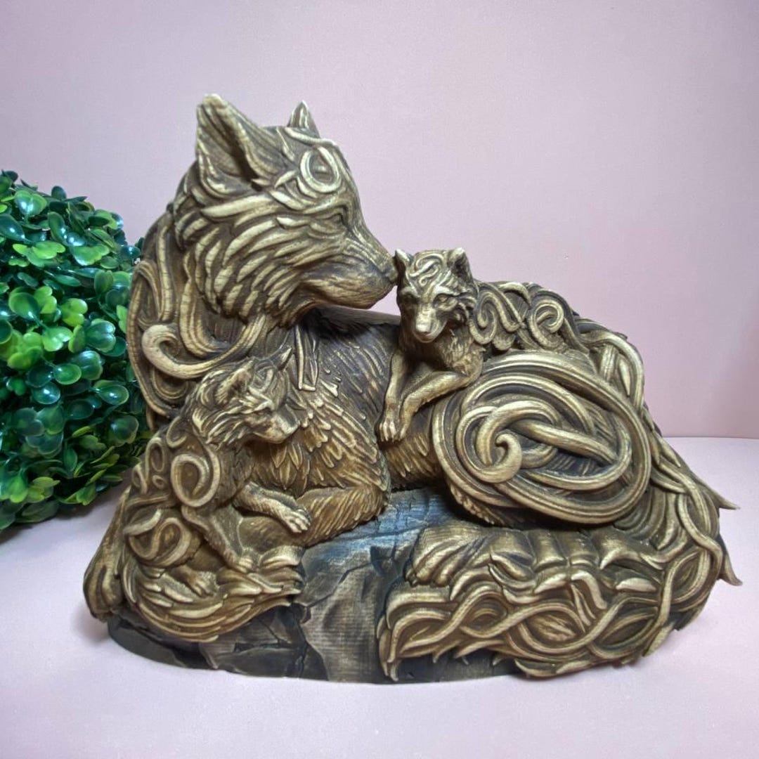 Wolf Statue Wolf Carving Norse Wolf Wolf Sculpture Wolf She-wolf Statue ...