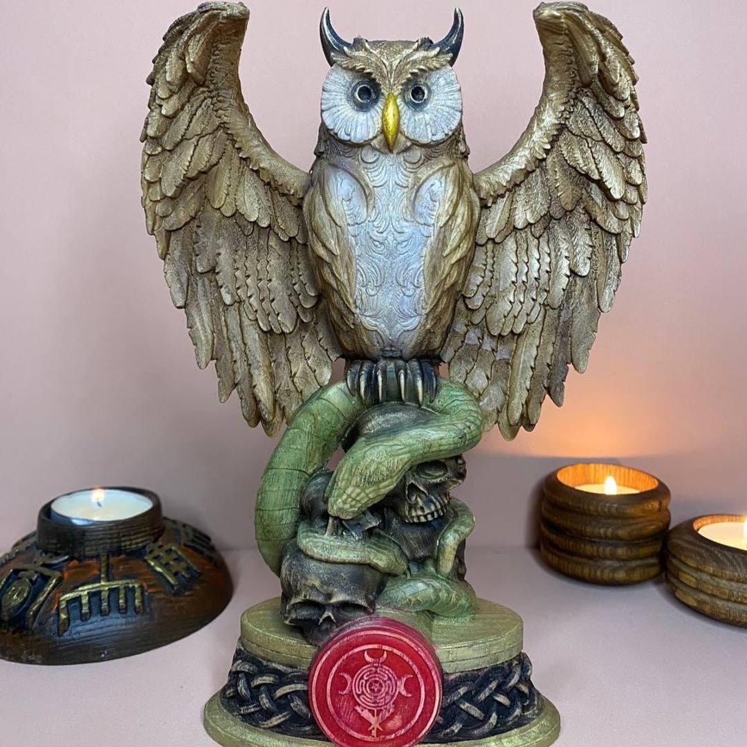 Hecate Owl Statue: Greek Goddess of Magic, Wood Spirit Altar Gothic ...
