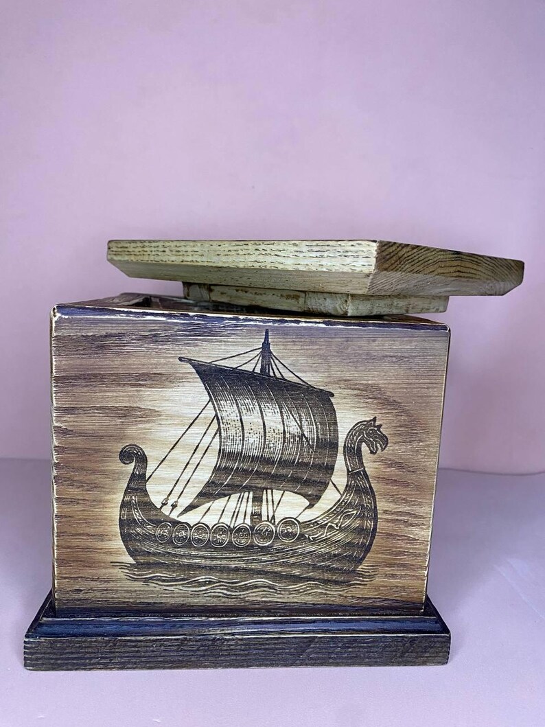 Handmade Wooden Viking Ship Urn – Norse Drakkar Memorial Box - Etsy