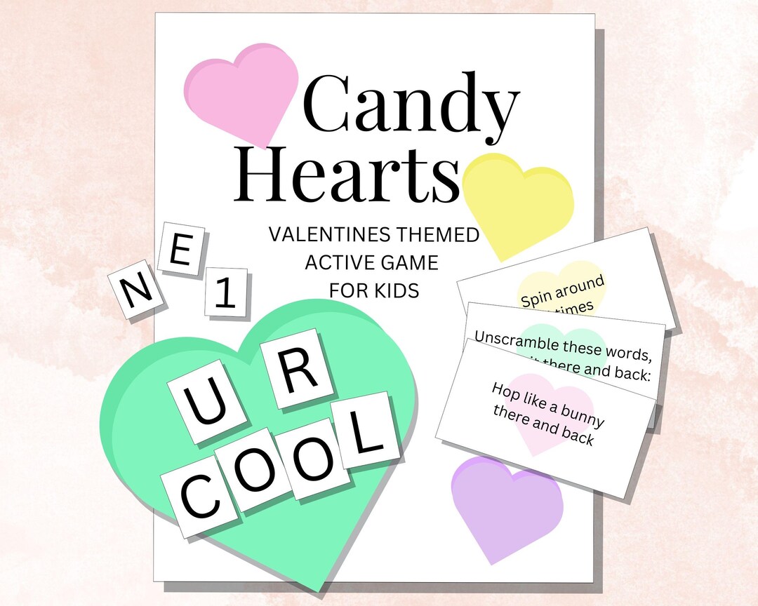 Valentine’s Day Printable Game, Classroom Valentine’s Game, Candy Heart ...