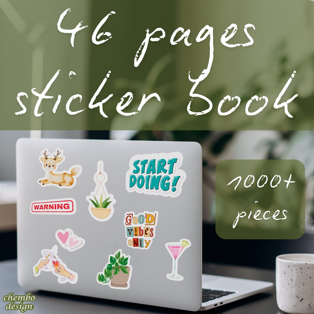 1000 Digital Stickers 46 Pages Printable Sticker Book Aesthetic & Fun ...