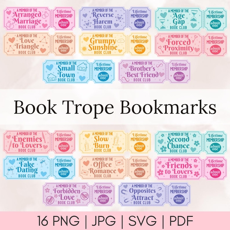 16 Book Tropes Bookmark Designs SVG Bundle, Reading Svg, Book Quotes ...