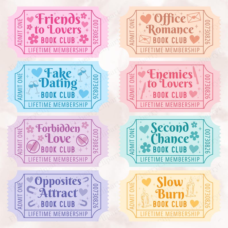 16 Book Tropes Raffle Tickets SVG Bundle, Spicy Book Png, Reading Svg ...
