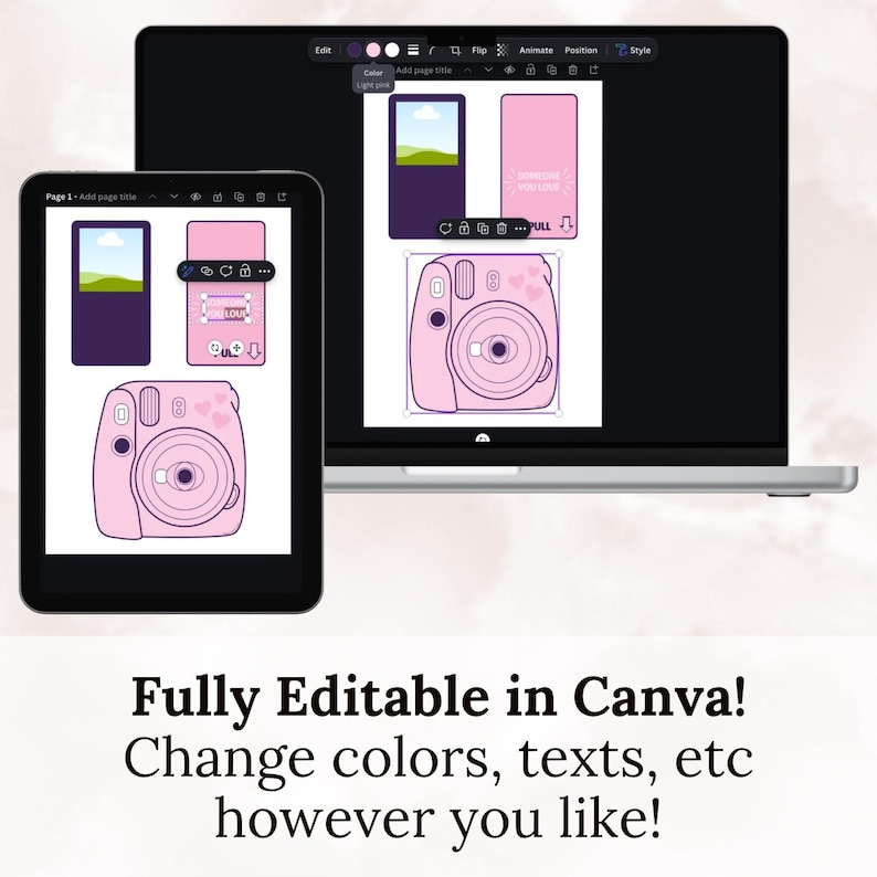 Printable Pull-out Photo Card, DIY Polaroid Picture Frame Camera Card ...