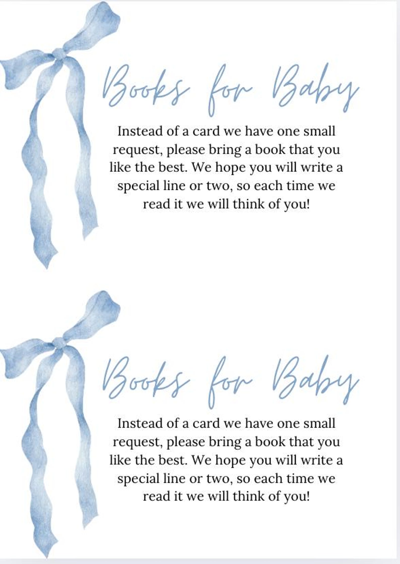 Editable Blue Bow Baby Shower Invitation, Blue Baby Shower Invitation ...