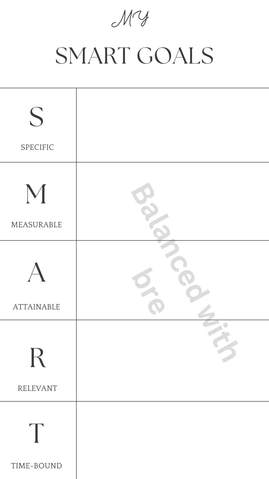 SMART Goals Template - Smart Goals Worksheet - New Year Goals Simple ...