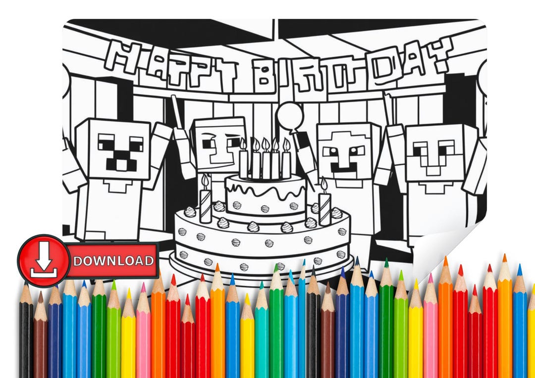 Minecrafter Party Placemat,minecraft Party Placemat,minecraft Birthday ...