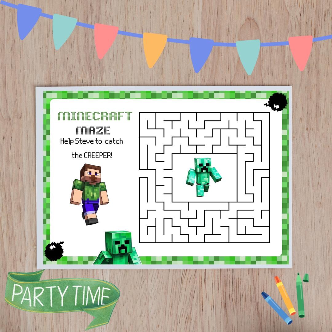 Minecrafter Party Placemat,minecraft Party Placemat,minecraft Birthday ...