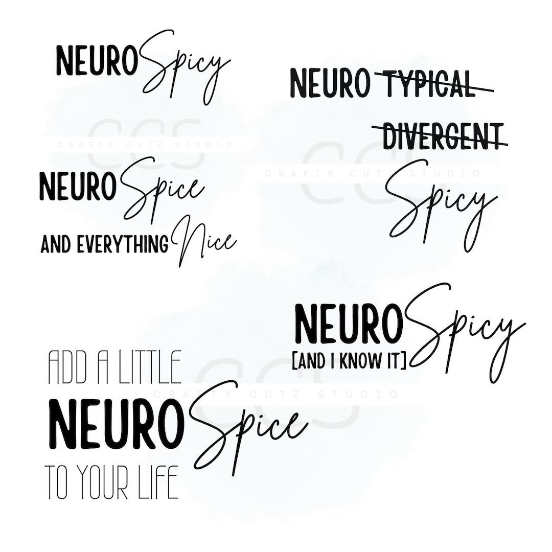 Neurospicy SVG PNG Bundle, Neurodivergent 5 Pack Digital Design ...