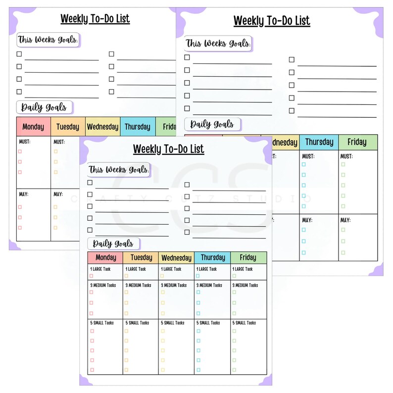 Colorful Weekly Task Organizer | Printable Weekly Planner | Adhd ...