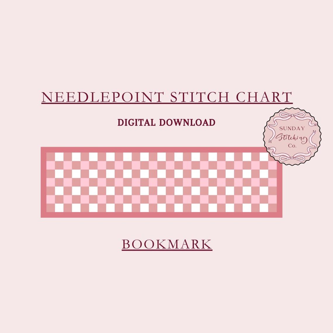 Needlepoint Bookmark Chart, Plaid / Gingham, Digital PDF Download ...