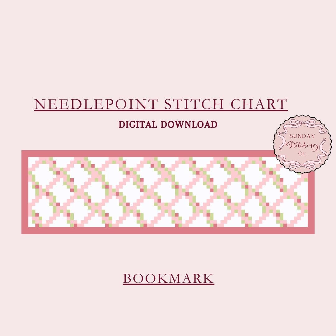 Needlepoint Bookmark Chart Trellis - Floral Pattern, Counted Cross ...