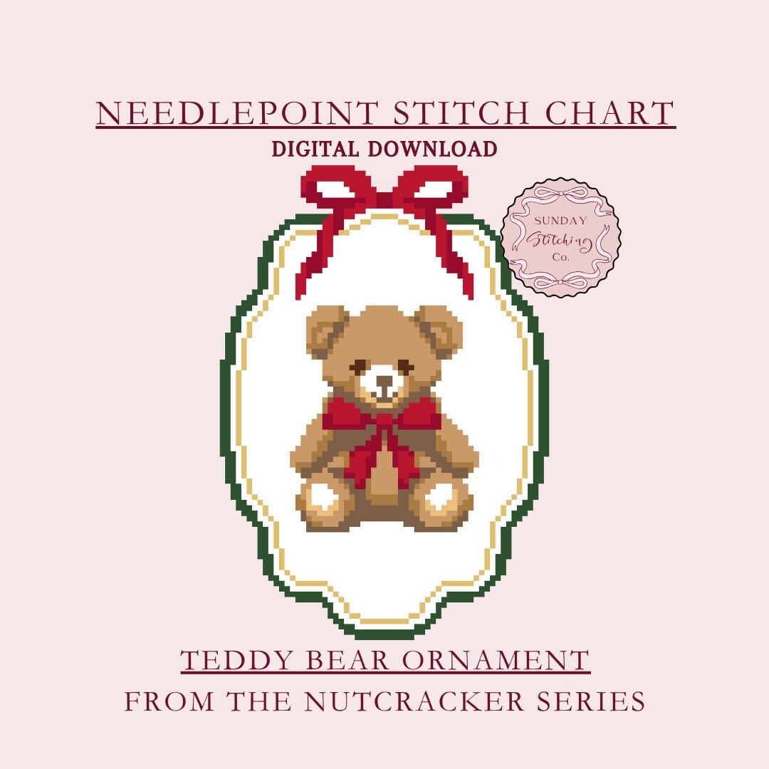 Teddy Bear Needlepoint Chart, Nutcracker Series Christmas Ornament ...