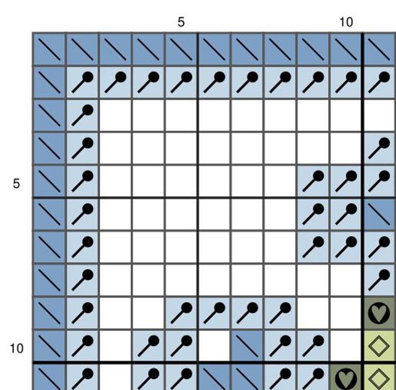 Needlepoint Coaster Chart Block Print Floral, 13 Mesh Charted Design ...