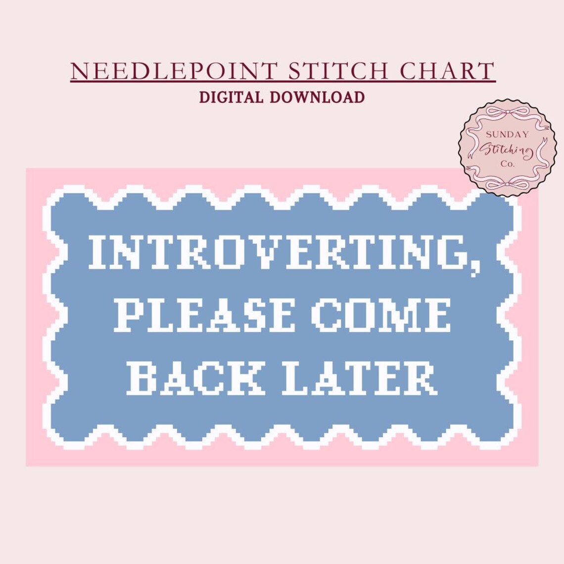 Needlepoint Chart “introverting, Please Come Back Later” Counted Cross ...